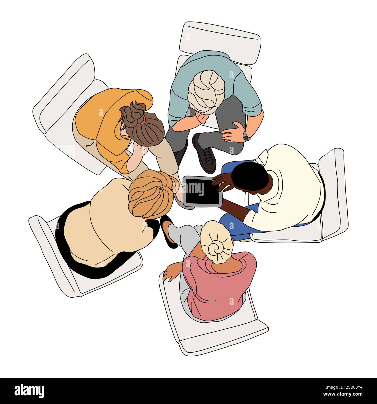 Top view Business scene vector outline drawing Stock Vector Image & Art ...