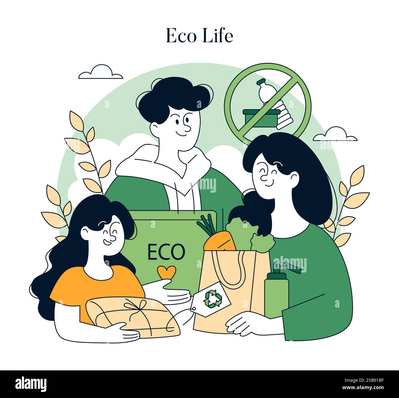 Eco Life concept. A vibrant representation of individuals engaged in ...