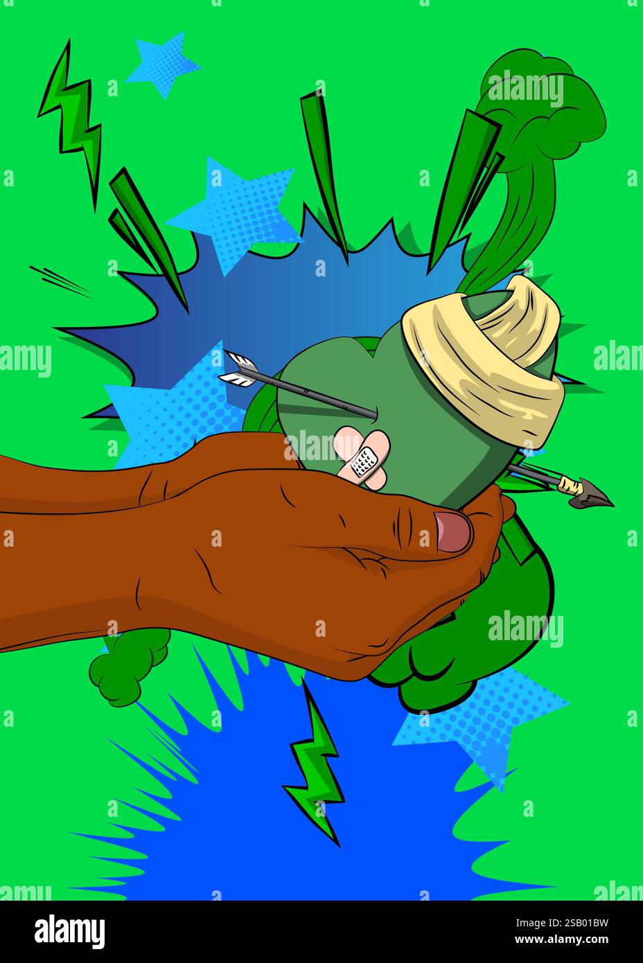 Cartoon, comic book human hands holding Broken Heart. Retro vector ...