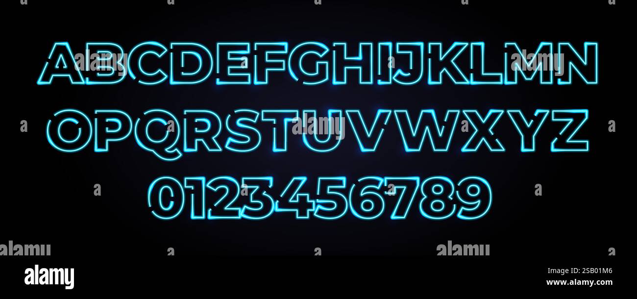 Neon Alphabet Letters with Glowing Light Effects for Signs, Billboards ...