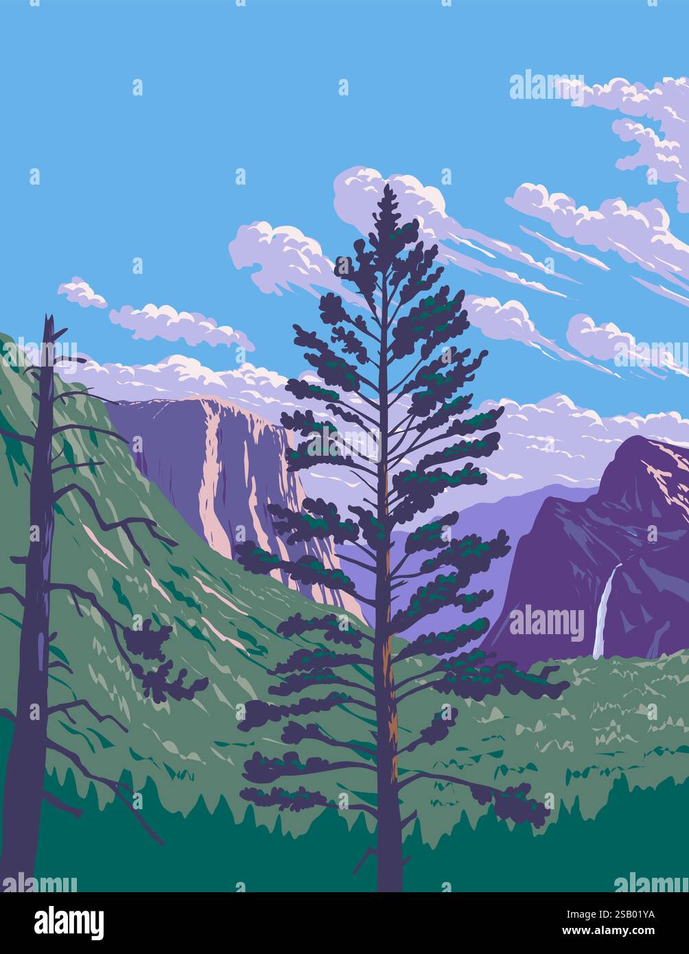 View yosemite waterfall from Stock Vector Images - Alamy
