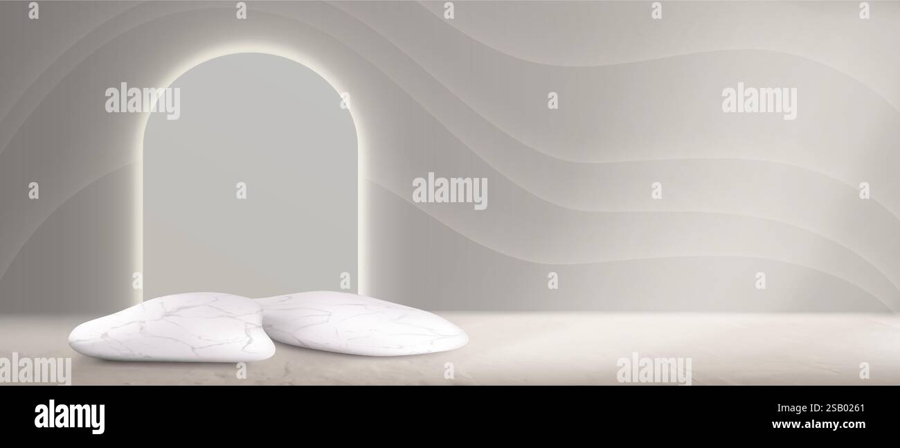 Marble podium with organic pattern on natural stone platforms under ...