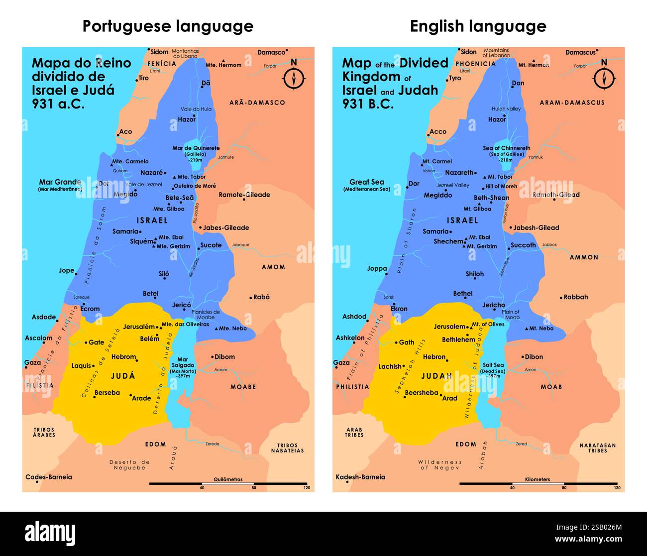 Map of the Divided Kingdom, Israel and Judah 931 B.C Stock Vector Image ...