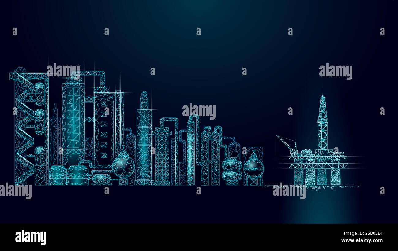 Petroleum oil refinery complex panorama business concept. Finance ...