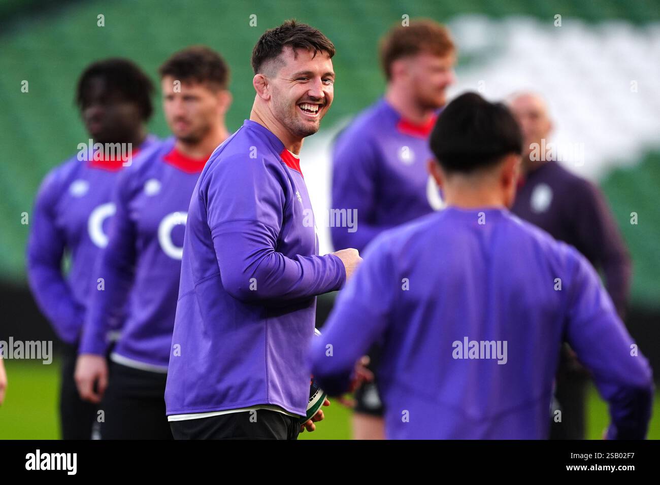 England's Tom Curry during the captain's run at the Aviva Stadium in ...
