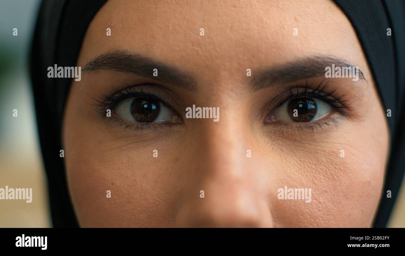 Close up macro extreme eyes woman Muslim islamic female in hijab arabic ...