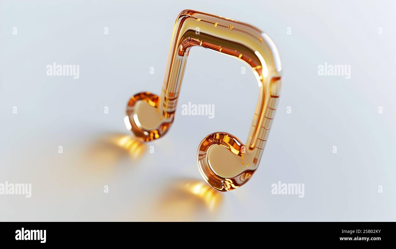 This striking 3D rendering depicts a captivating music note icon that ...