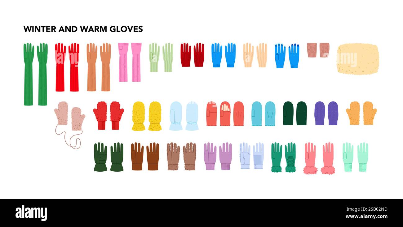 Set of Gloves - Winter and Warm Fashion with names hand accessory ...