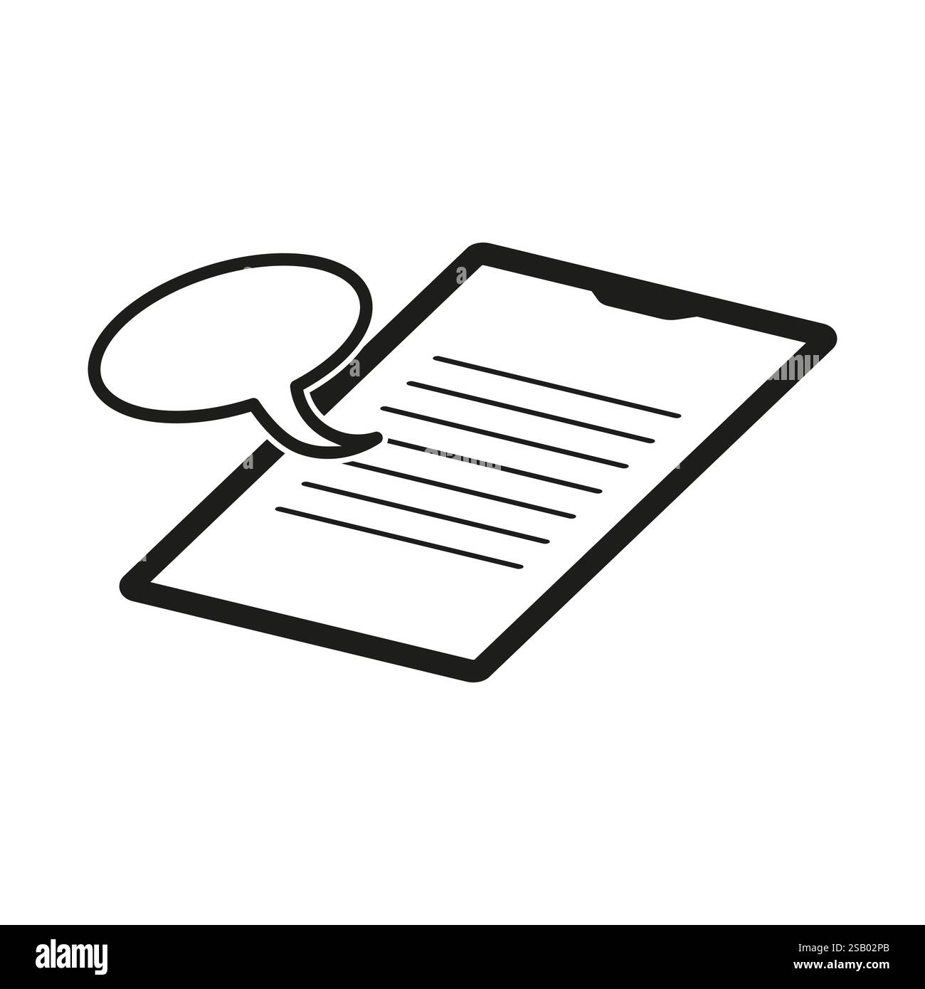 Tablet with text. Speech bubble symbol. Digital conversation icon ...