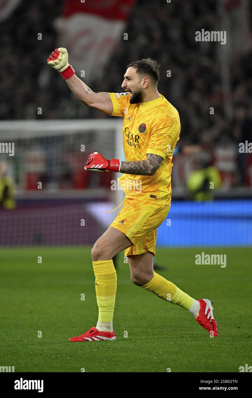 Goal celebration Goalkeeper Gianuigi Donnarumma FC Paris Saint-Germain ...