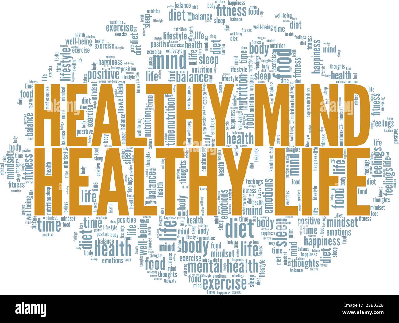 Healthy Mind Healthy Life word cloud conceptual design isolated on ...