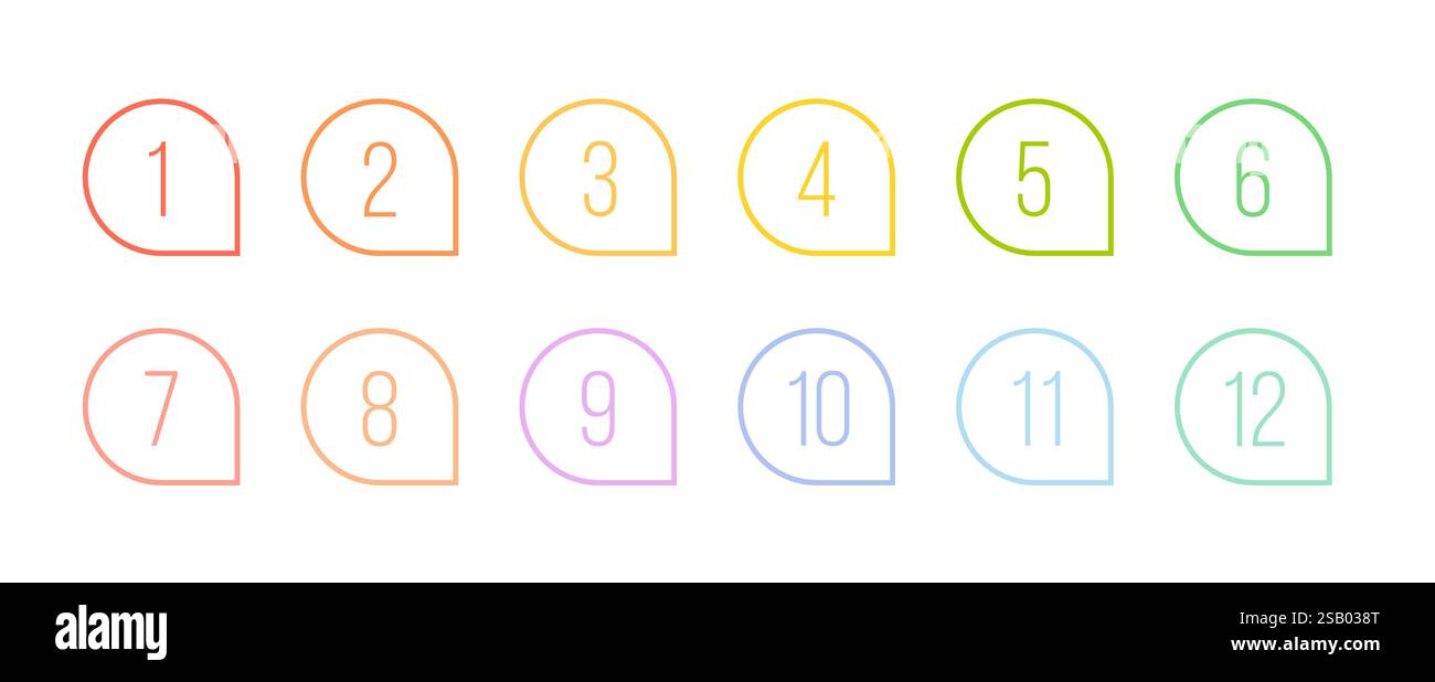 Bullet point numbers design element set. Colorful list markers ...