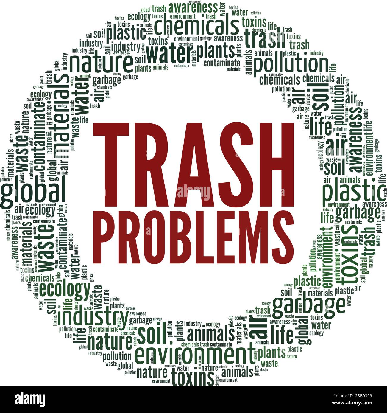 Trash Problems word cloud conceptual design isolated on white ...