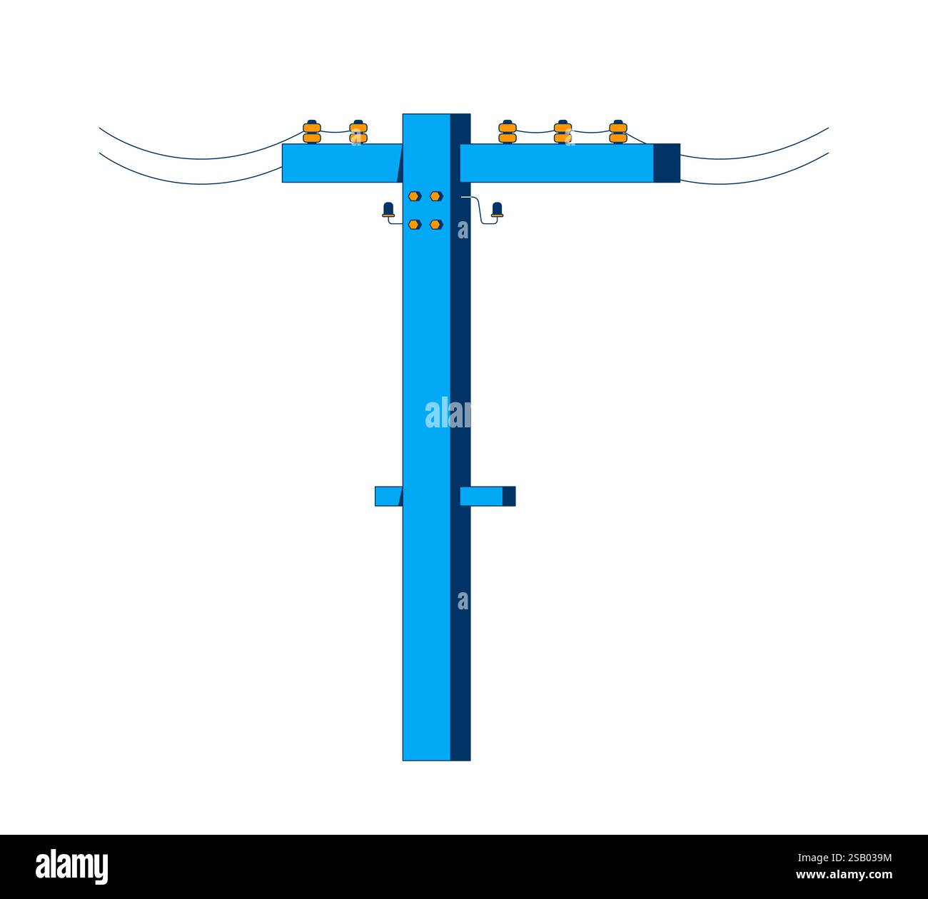 Electric utility pole with wires 2D cartoon object Stock Vector Image ...