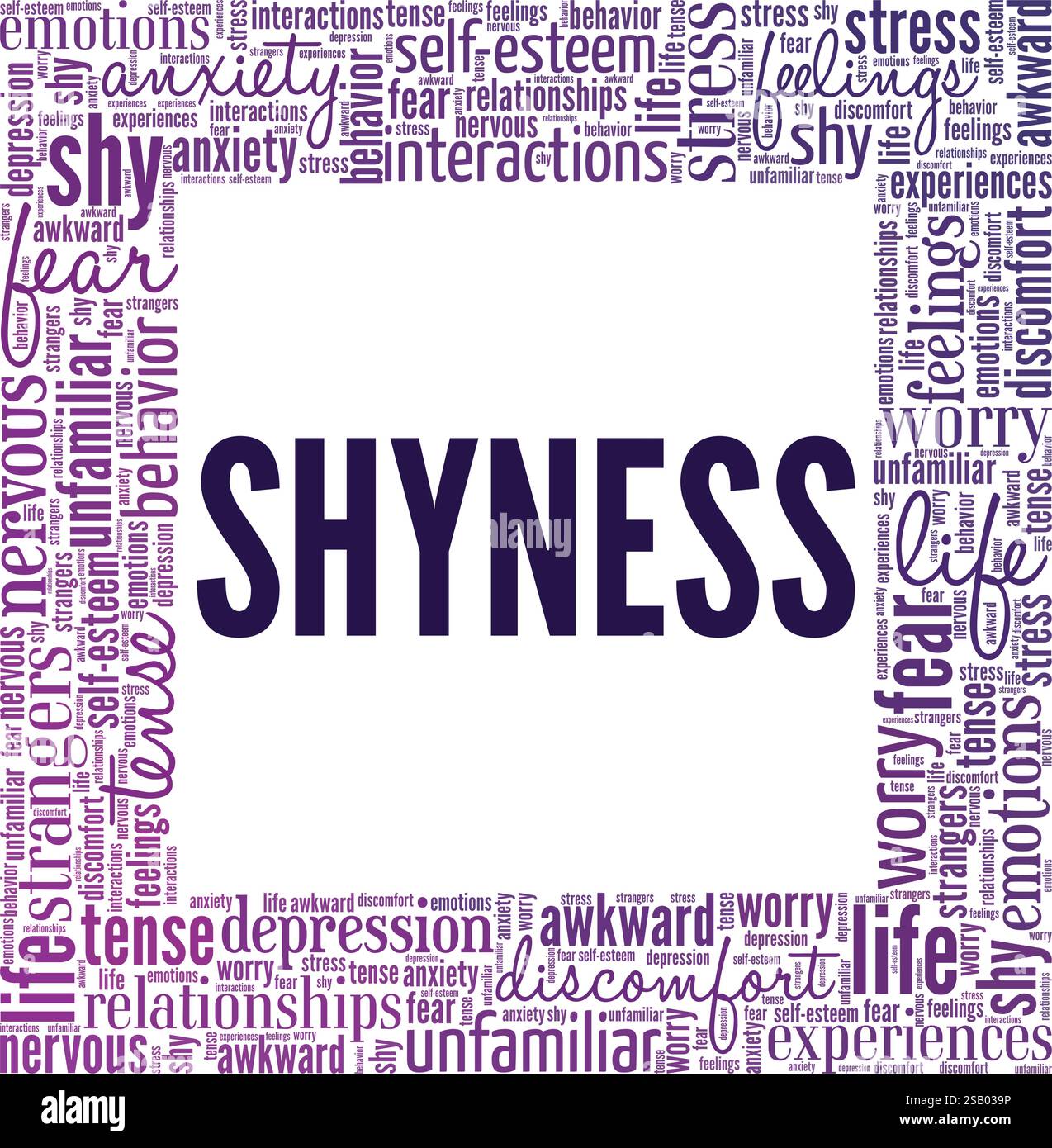 Shyness word cloud conceptual design isolated on white background Stock ...