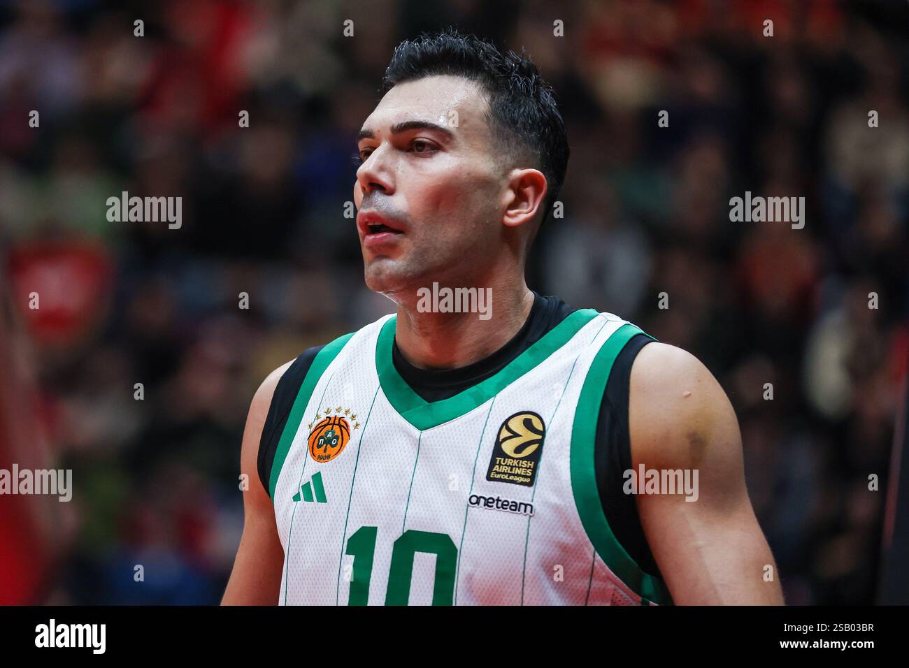 Kostas Sloukas #10 of Panathinaikos Aktor Athens looks on during ...