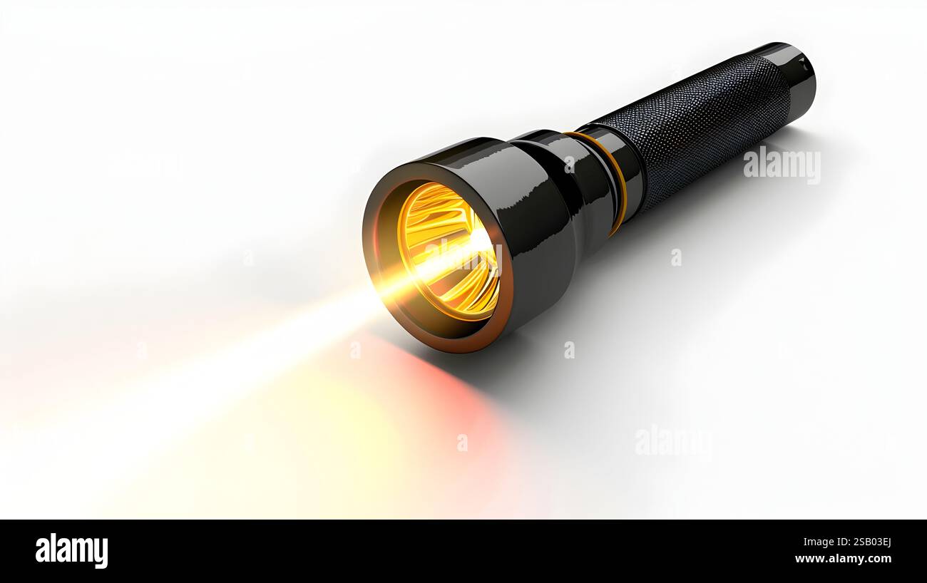 A sleek and powerful flashlight icon,emitting a captivating beam of ...