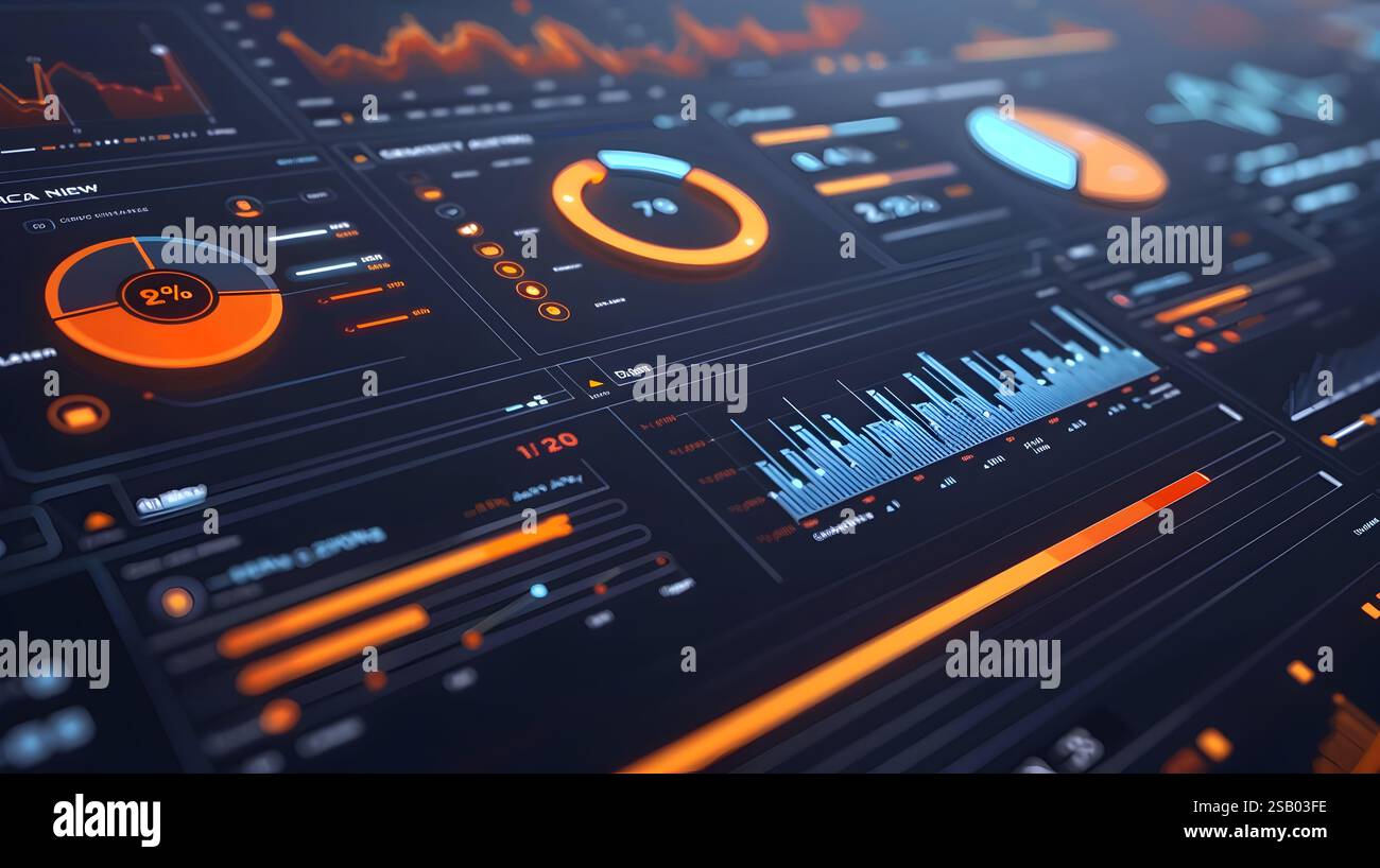This digital dashboard provides a comprehensive visual representation of key data analytics ...