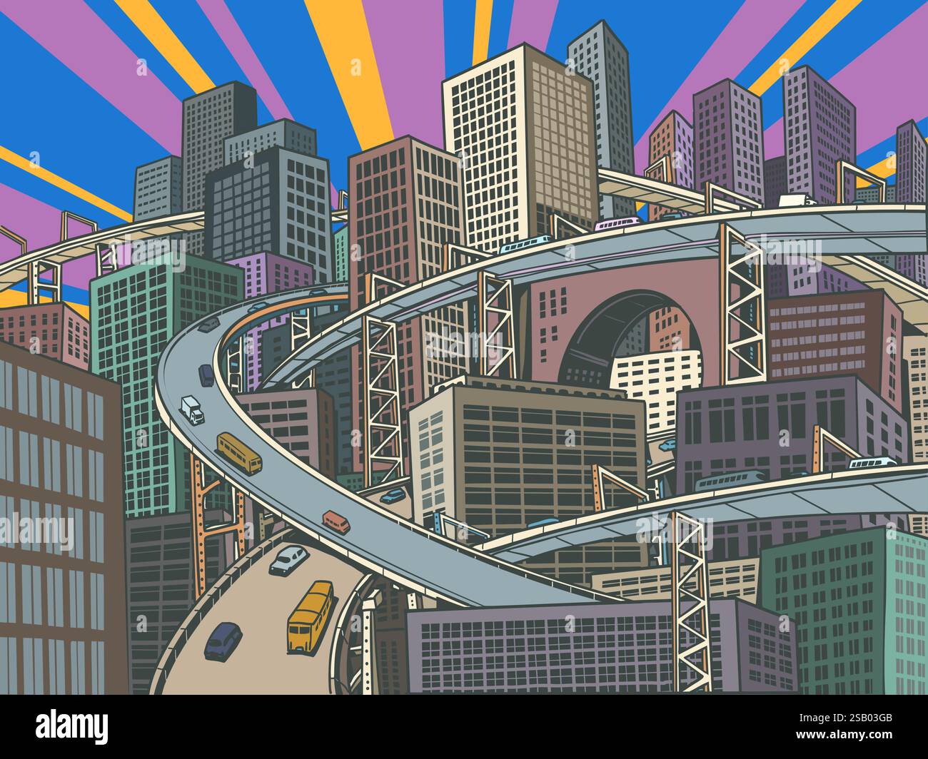 Megapolis city with many roads high. Urbanism is a modern problem. Sale ...