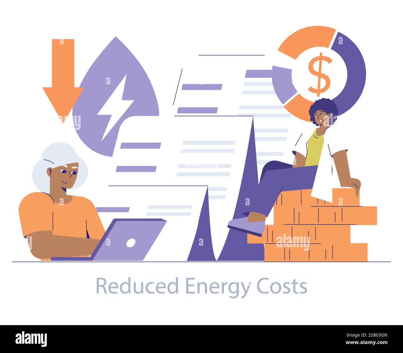 Hydropower concept. Illustration of efficient energy use leading to ...
