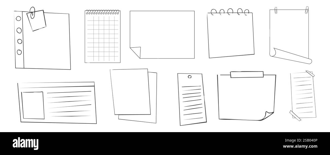 Memo sticky note reminder sheet paper. Doodle paper frame, check list ...