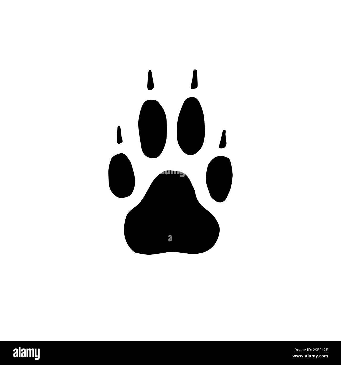 Vector hand drawn wolf dog paw foot print isolated on white background ...