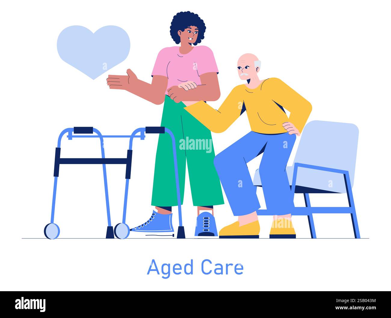 Care Day concept. Young caregiver assisting elderly man with walker ...