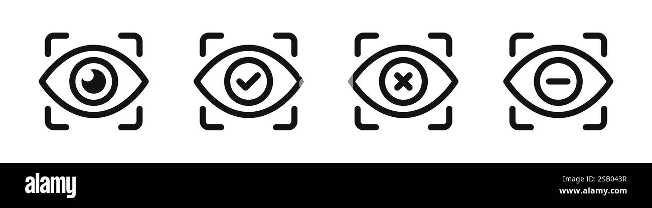 Eye check icons set. Eyesight symbol. Vector illustration Stock Vector ...