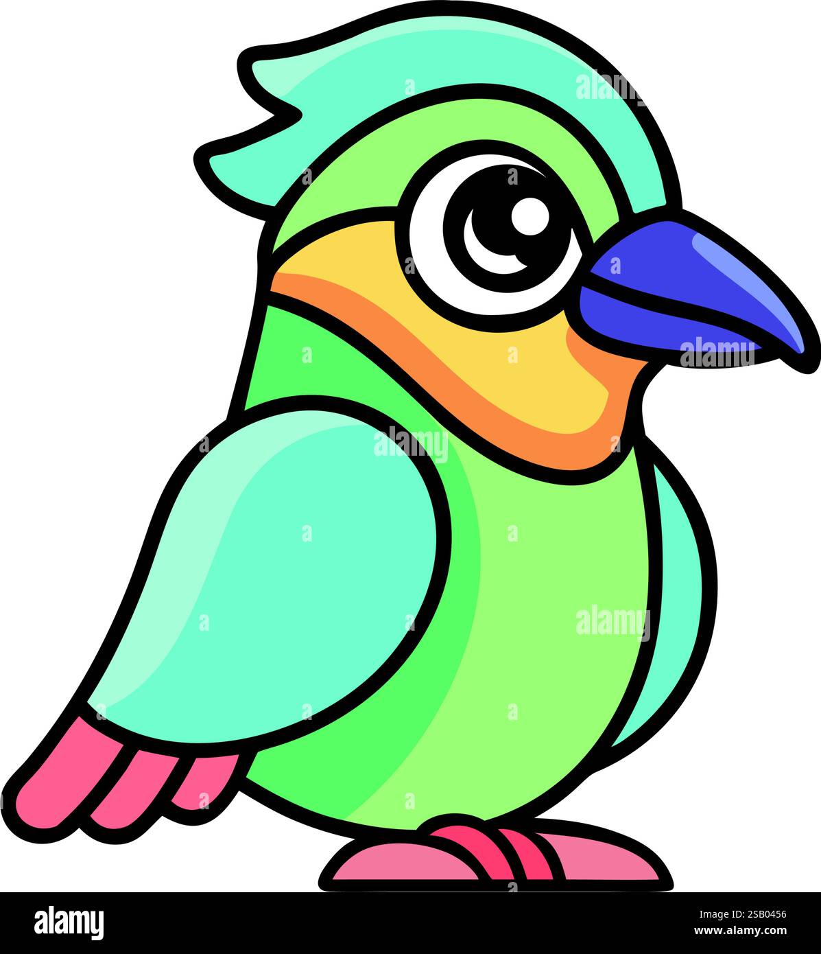 Blue crested bird tropical exotic avian icon Stock Vector Image & Art ...