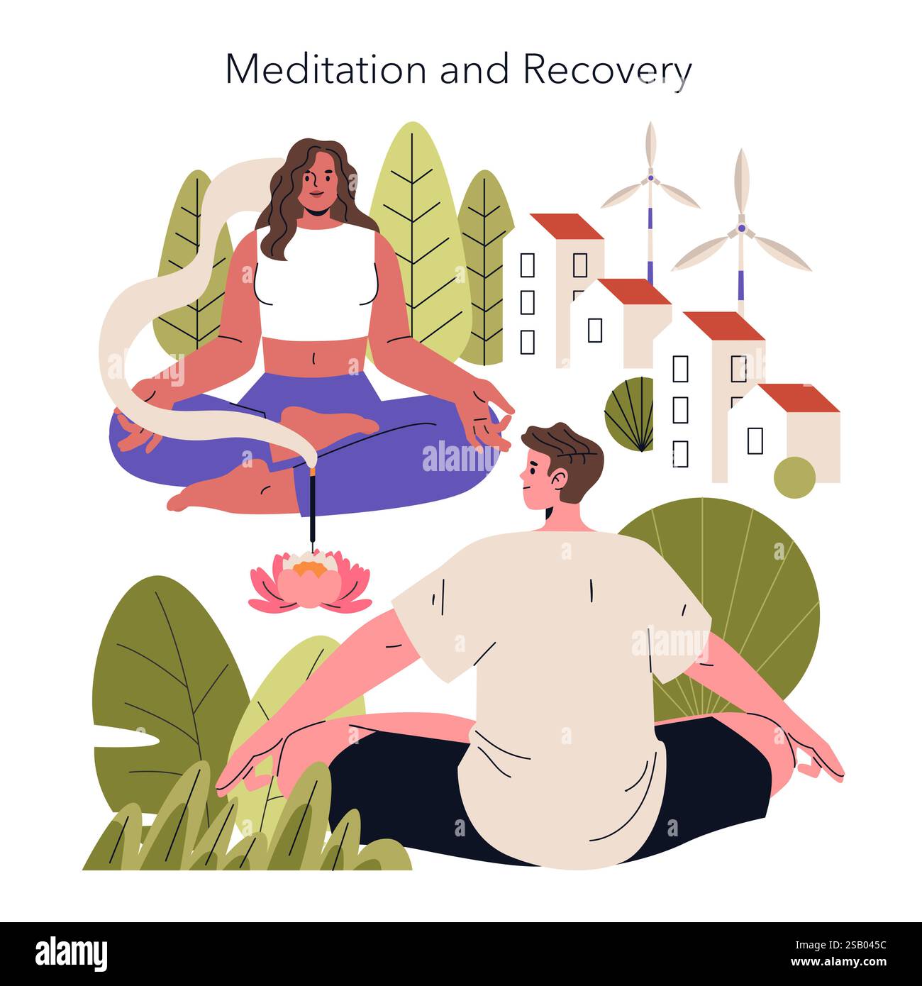 Meditation and recovery concept. Individuals practicing mindfulness ...