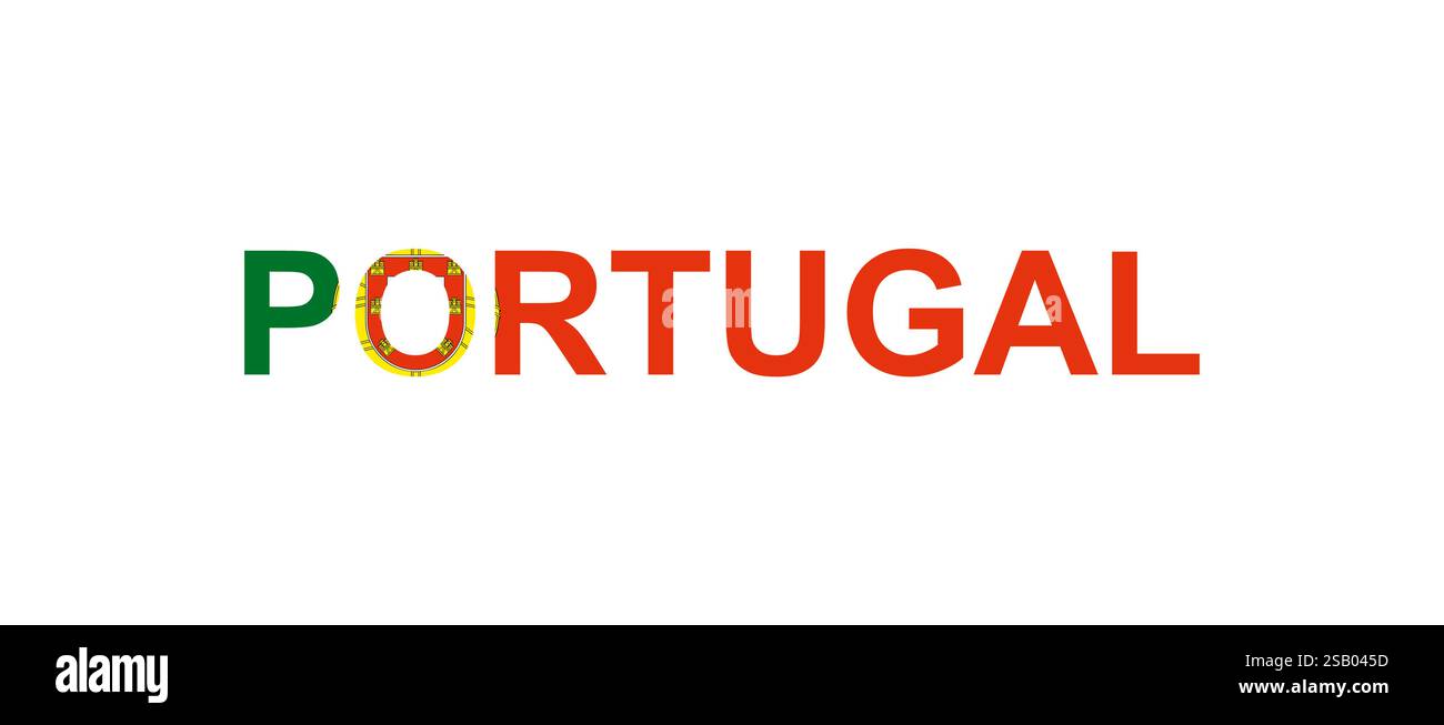 Letters Portugal in the style of the country flag. Portugal word in ...