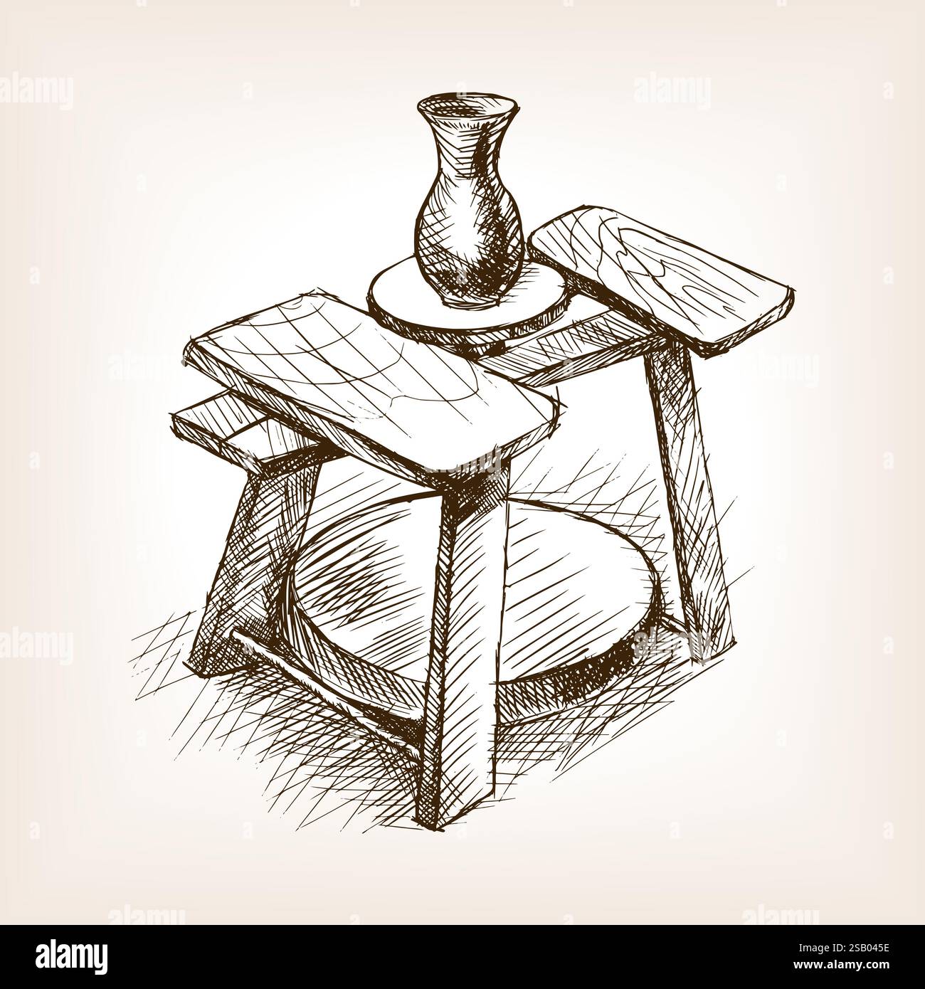 Potters wheel hand drawn sketch style vector Stock Vector Image & Art ...