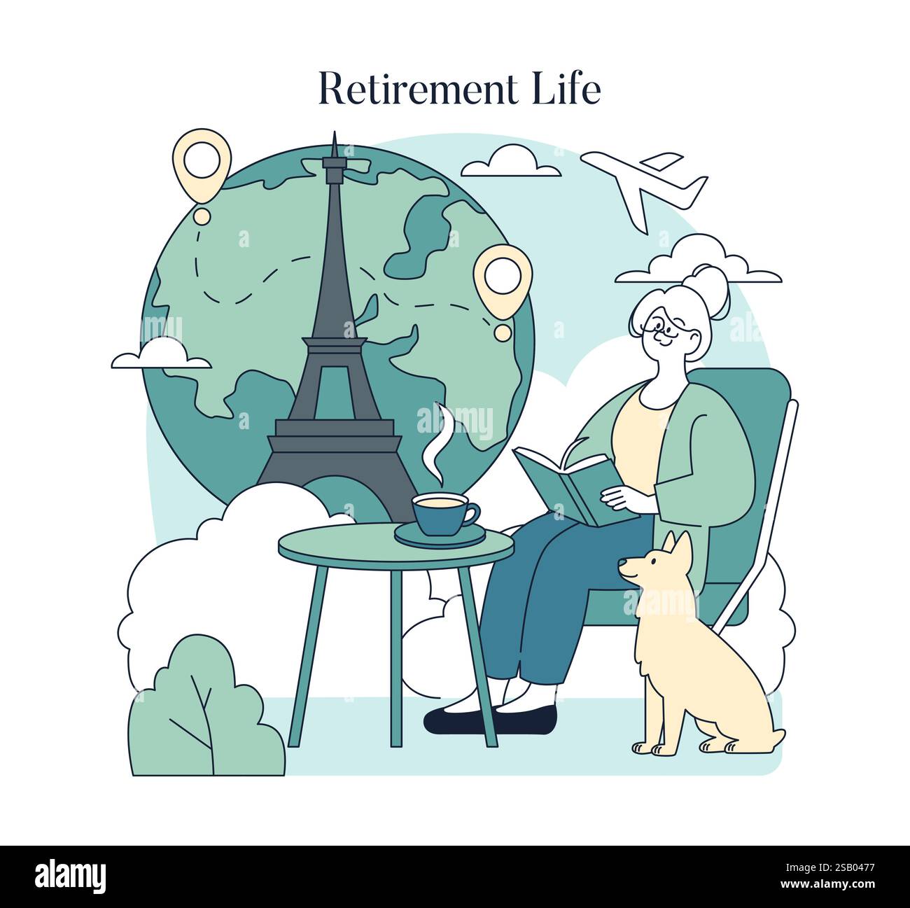 Retirement Life concept. Senior woman enjoys her leisure time, reading ...