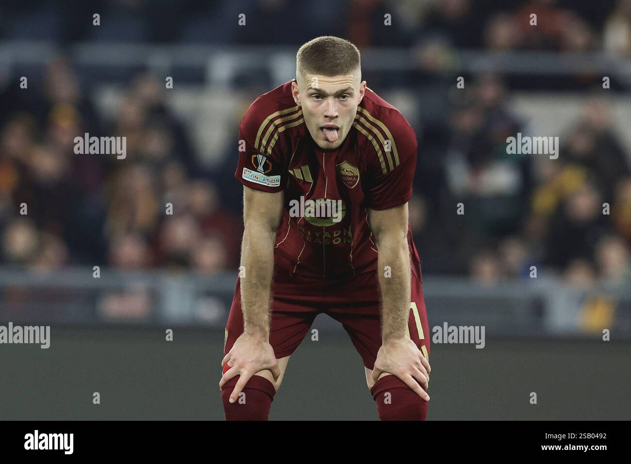 Roma’s Ukrainian forward Artem Dovbyk looks dejected during UEFA Europa ...
