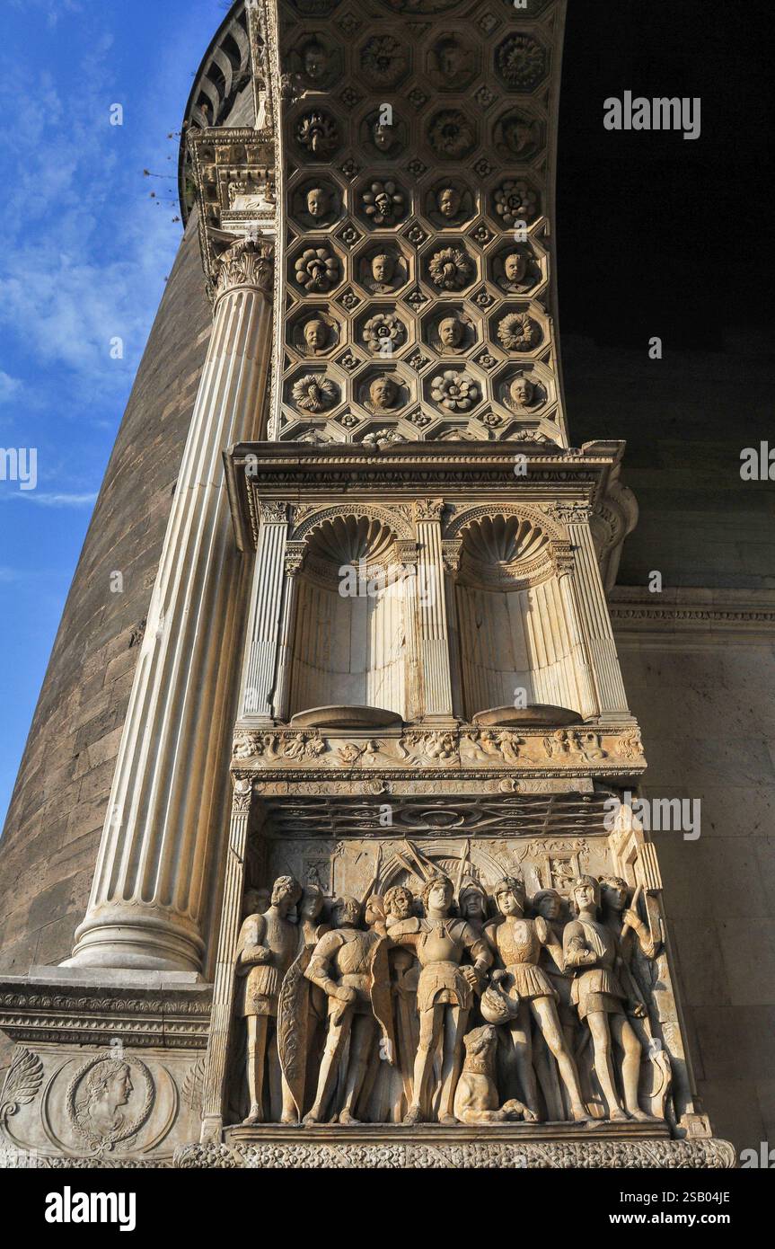 Sculptural detail of the monumental triumphal arch of Alfonso of Aragon ...