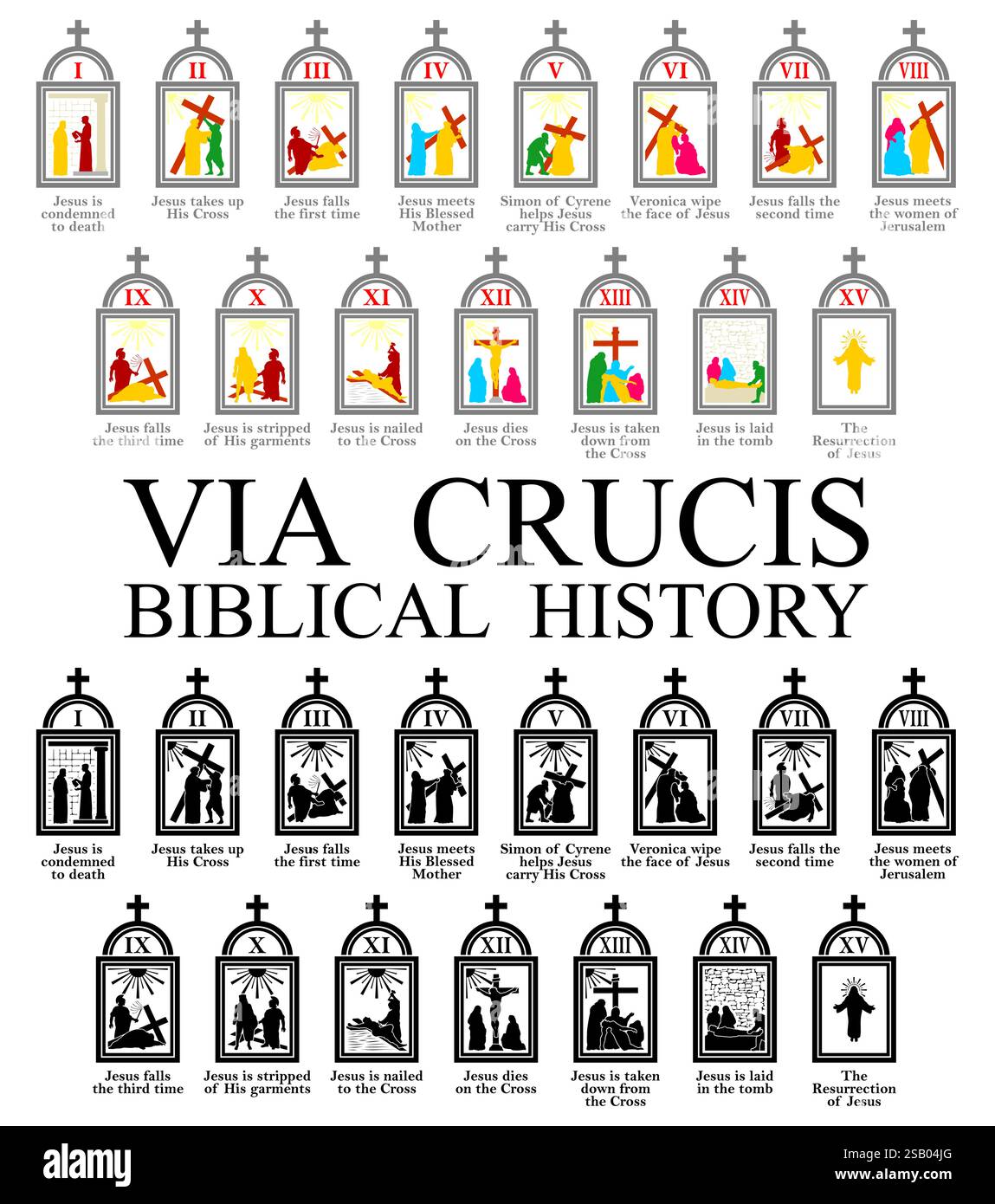 Stations of the Cross painting Church, Via Crucis, Via Dolorosa Stock ...