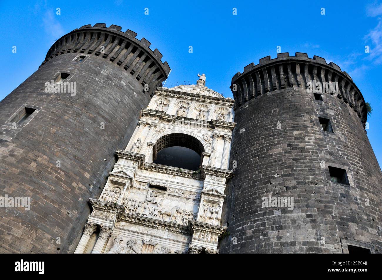 Sculptural detail of the monumental triumphal arch of Alfonso of Aragon ...