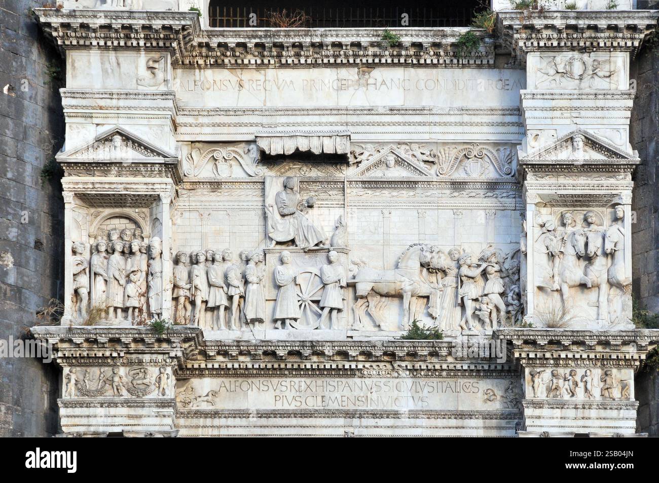 Sculptural detail of the monumental triumphal arch of Alfonso of Aragon ...