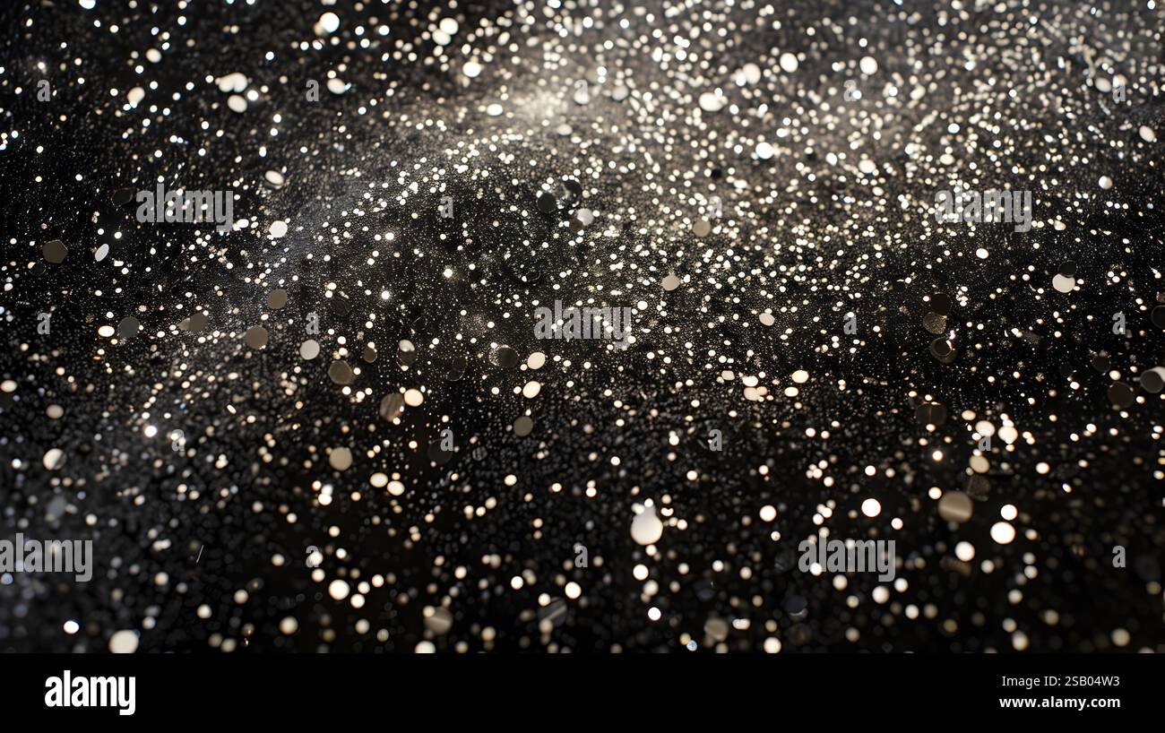 This image depicts a captivating abstract scene,where shimmering silver ...