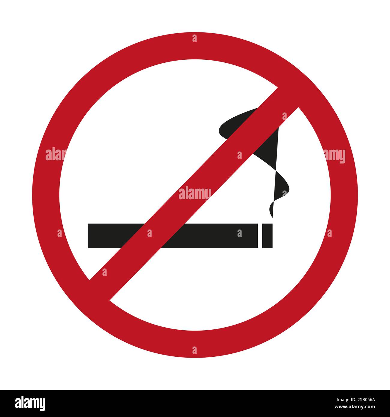 No smoking sign. Red prohibition circle. Cigarette icon symbol. Black ...