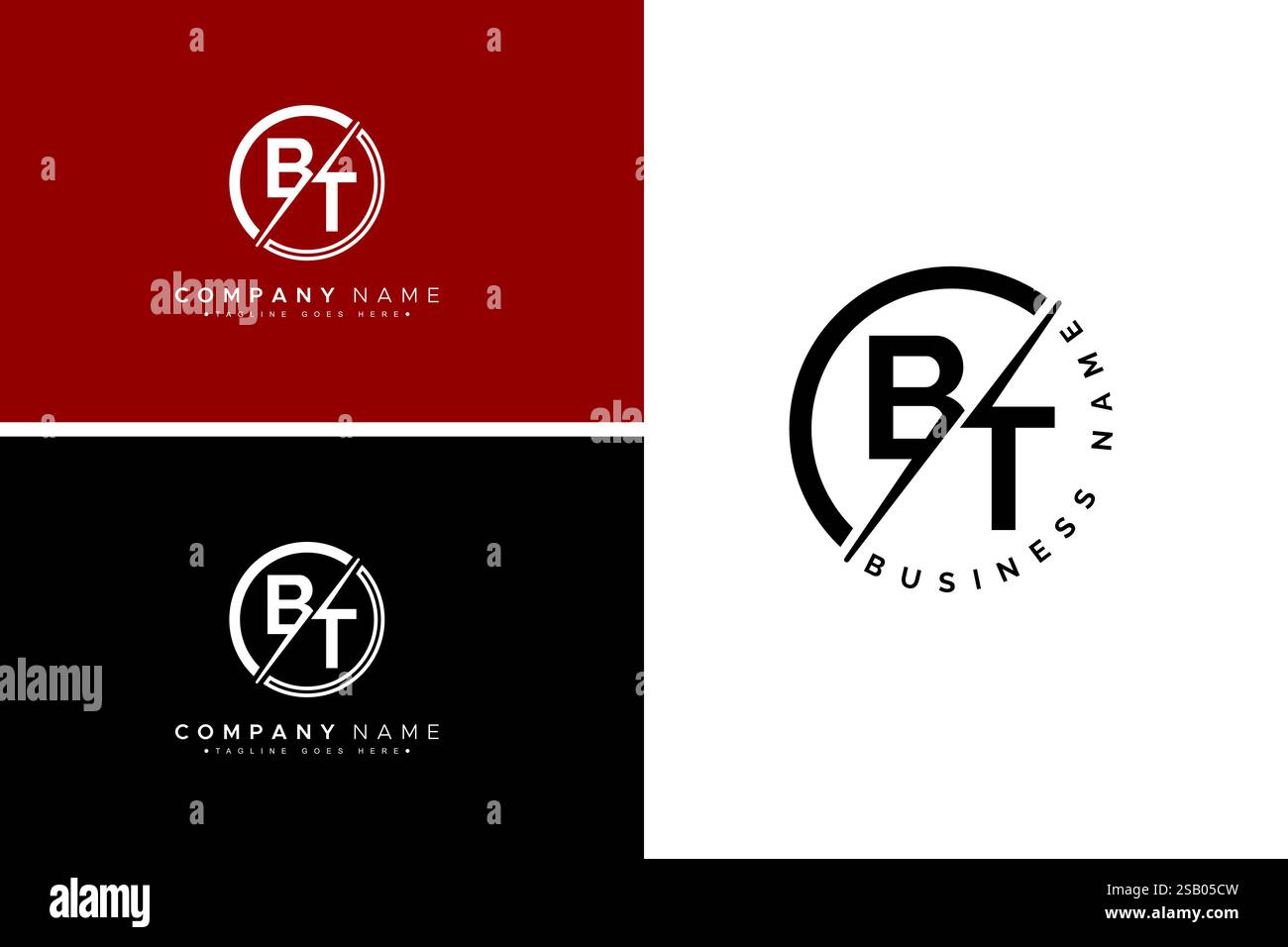 Abstract Letter BT Logo - Initial Monogram Template for Alphabet B and ...