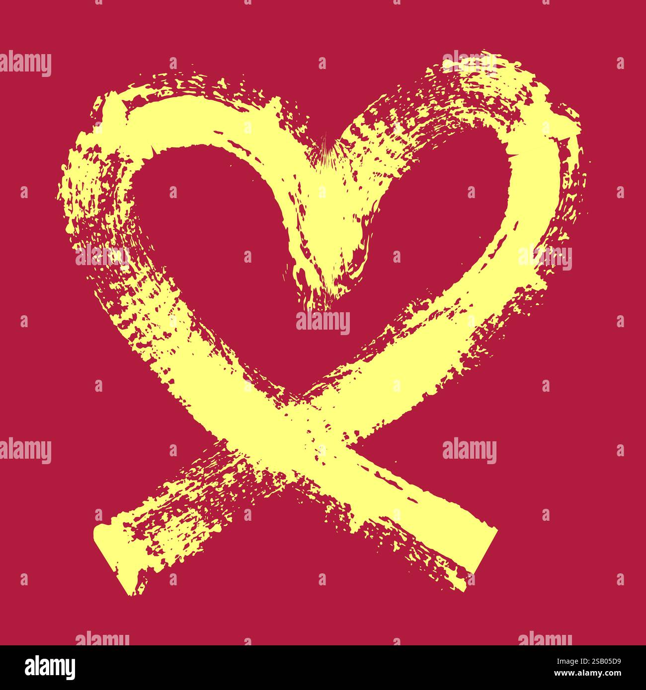 Valentine's Day heart made with a dry, rough-textured brush. Pink ...