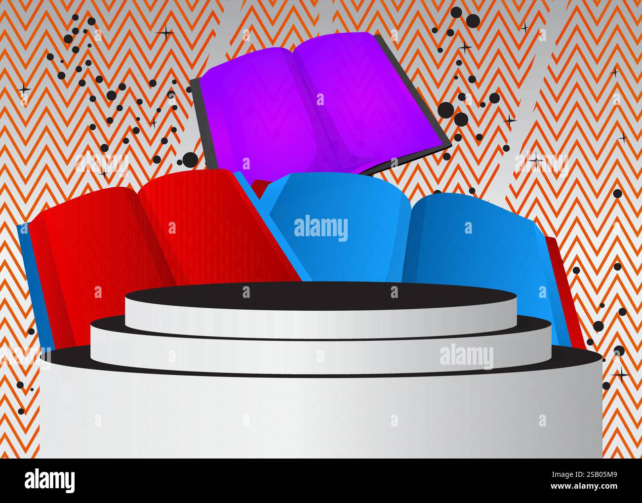 Mockup product display with Book. Vector cylinder pedestal podium ...