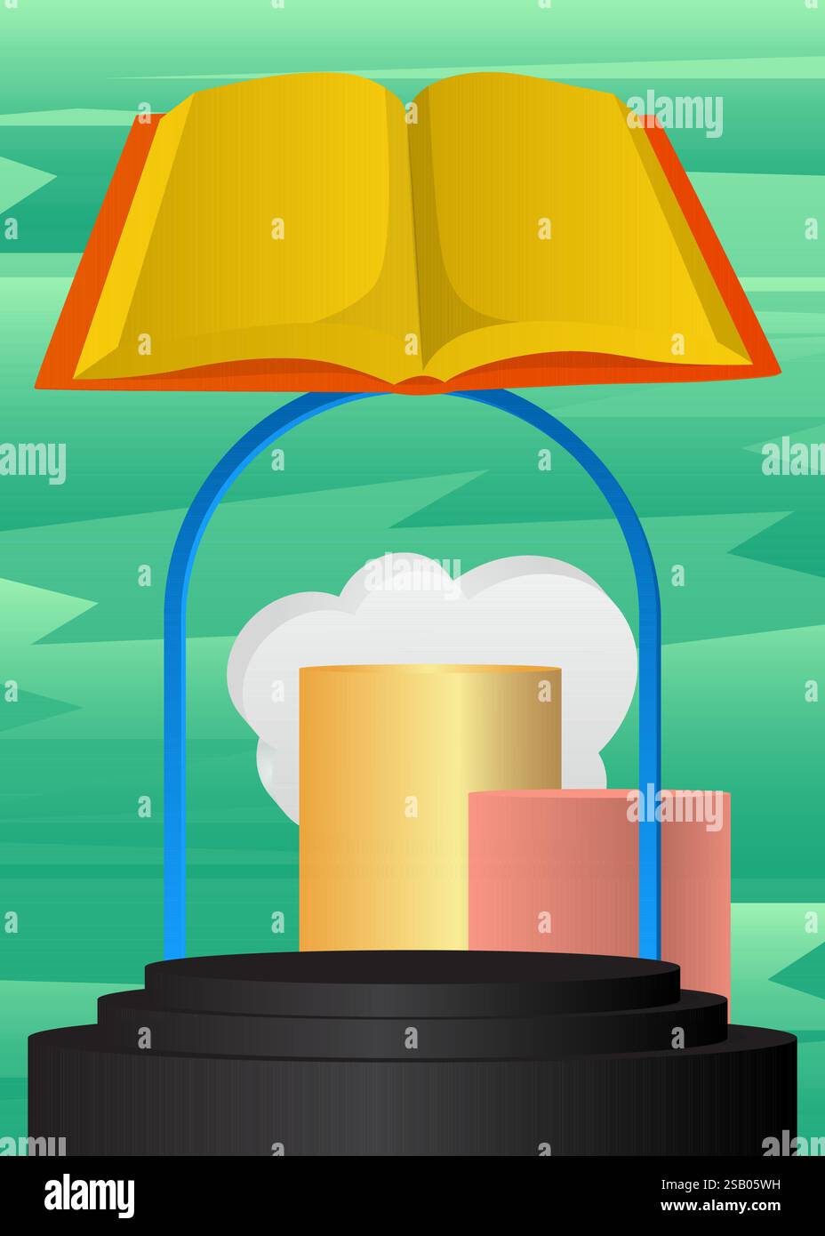 Mockup product display with Book. Vector cylinder pedestal podium ...