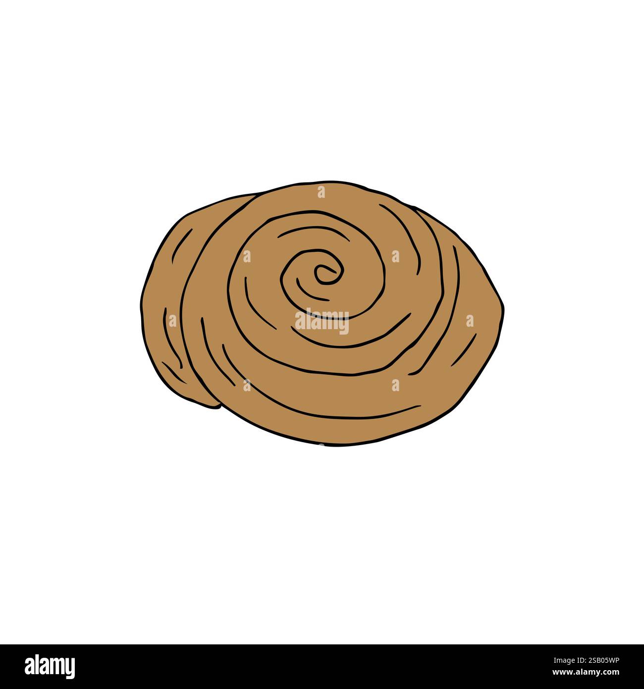 Vector hand drawn doodle sketch colored cinnamon roll bun isolated on ...