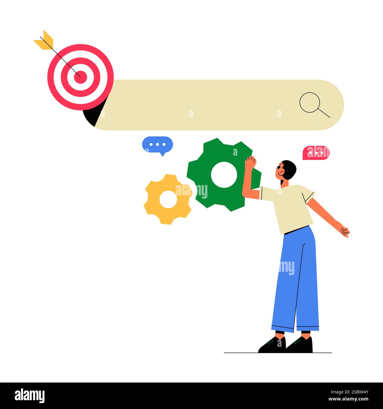 Search Engine Optimization Process With Male Character Adjusting Settings. Flat Vector ...