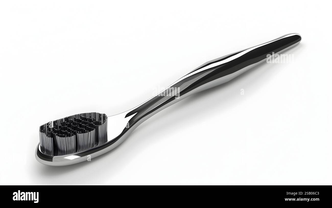 This image depicts a 3D toothbrush icon with a sleek,minimalist design ...