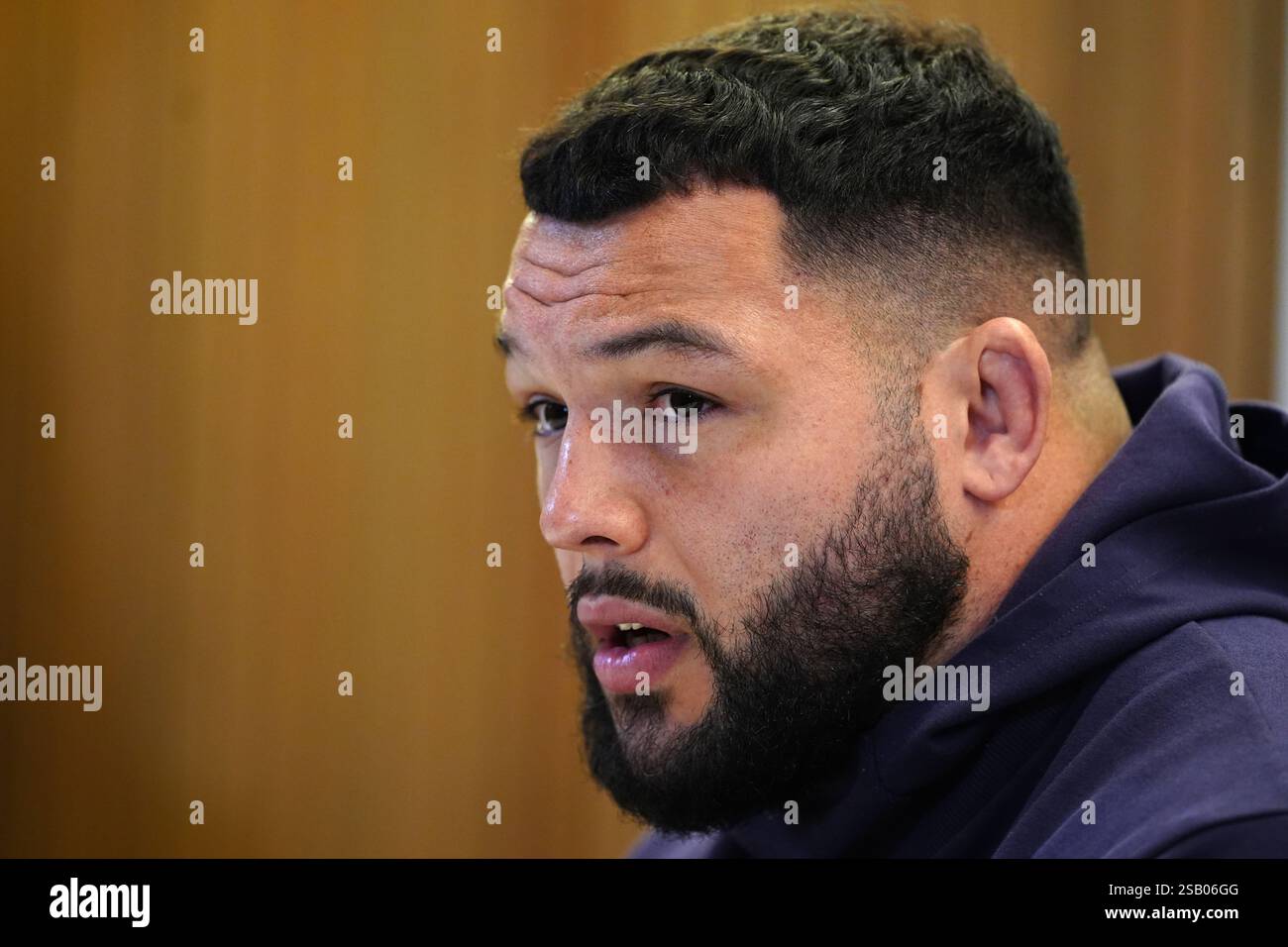 England's Ellis Genge during a press conference at the Aviva Stadium in ...