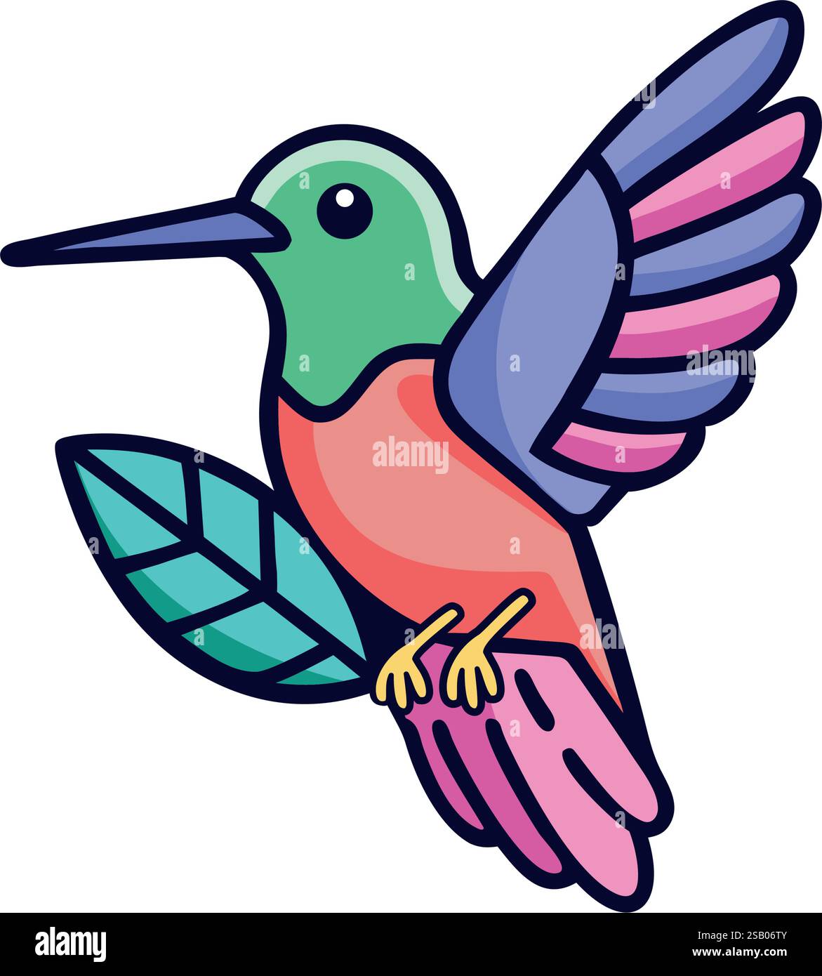 Colorful hummingbird flying exotic bird icon Stock Vector Image & Art ...