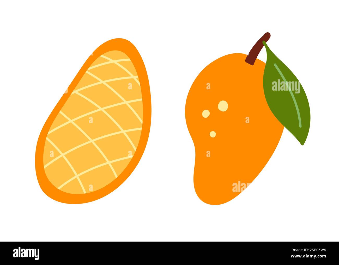 Mango half and whole tropical fruit vector set Stock Vector Image & Art ...